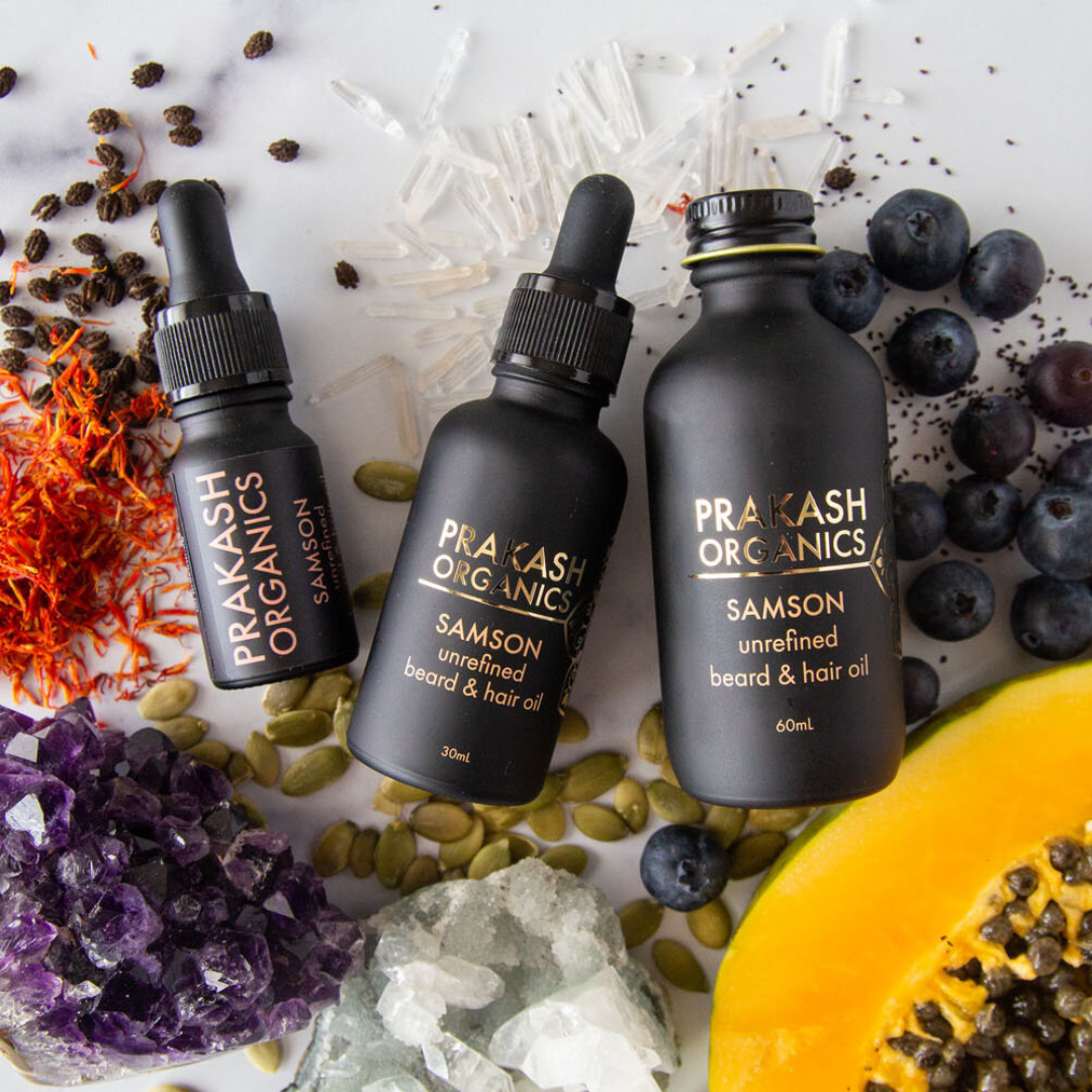 Samson Unrefined Beard & Hair Oil for Growth & Strength – Prakash Organics